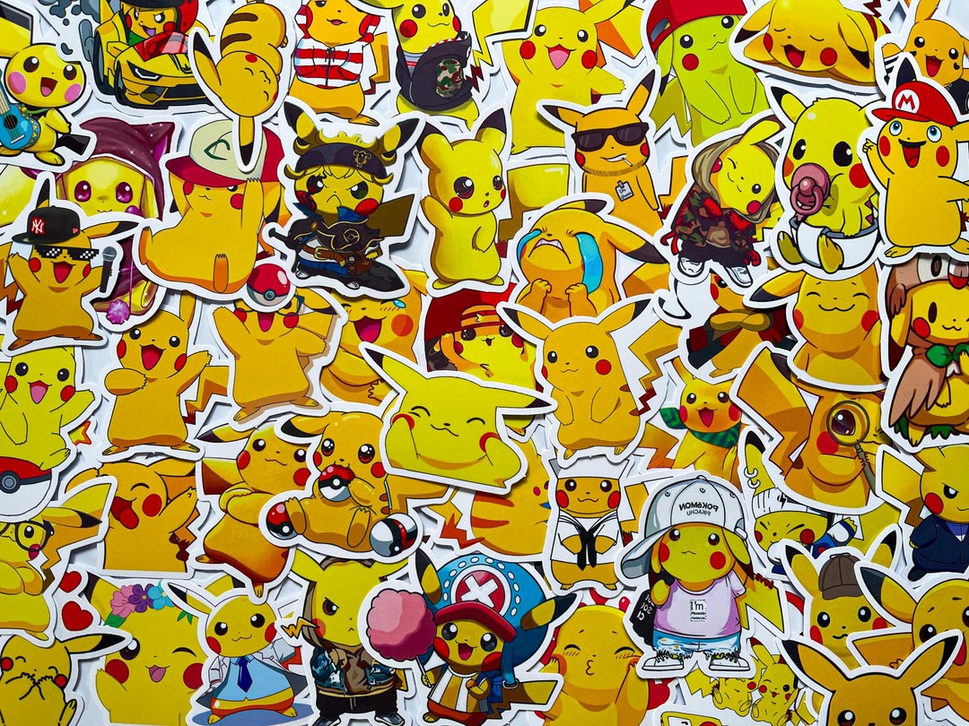 Pack of 50 Pikachu Pokemon Stickers, Pikachu Sticker Pack, Waterproof ...