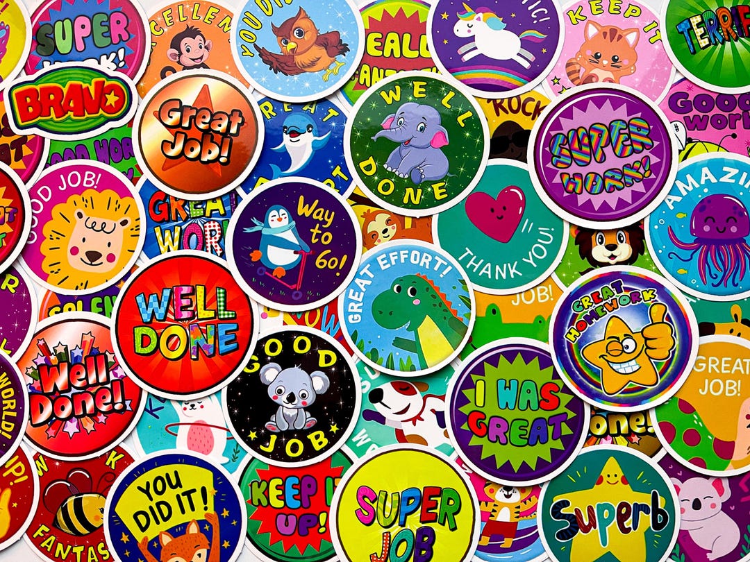 Pack of 50 Kids Reward Stickers, Teacher Sticker Pack, Waterproof ...