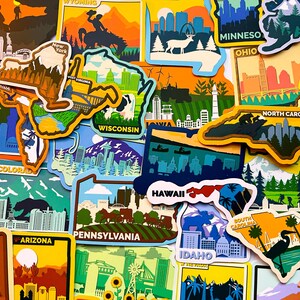 Pack of 50 American States Stickers, American States Sticker Pack, USA ...