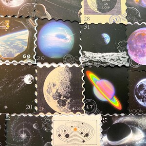 Pack of 50 Stamp Space Stickers, Planet Sticker Pack, Waterproof ...