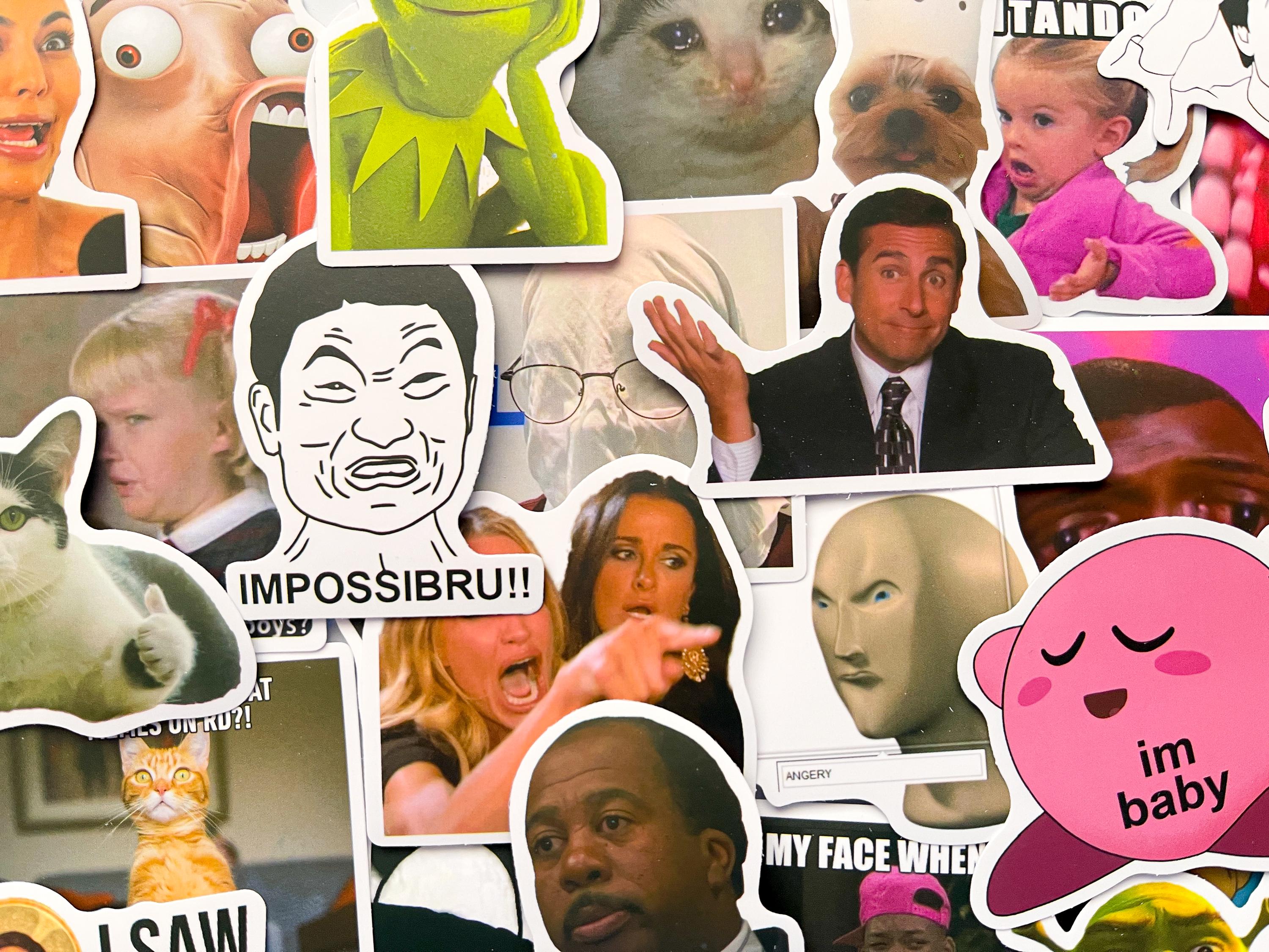 Pack of 50 Meme Stickers, Memes Sticker Pack, Waterproof Sticker Bundle ...