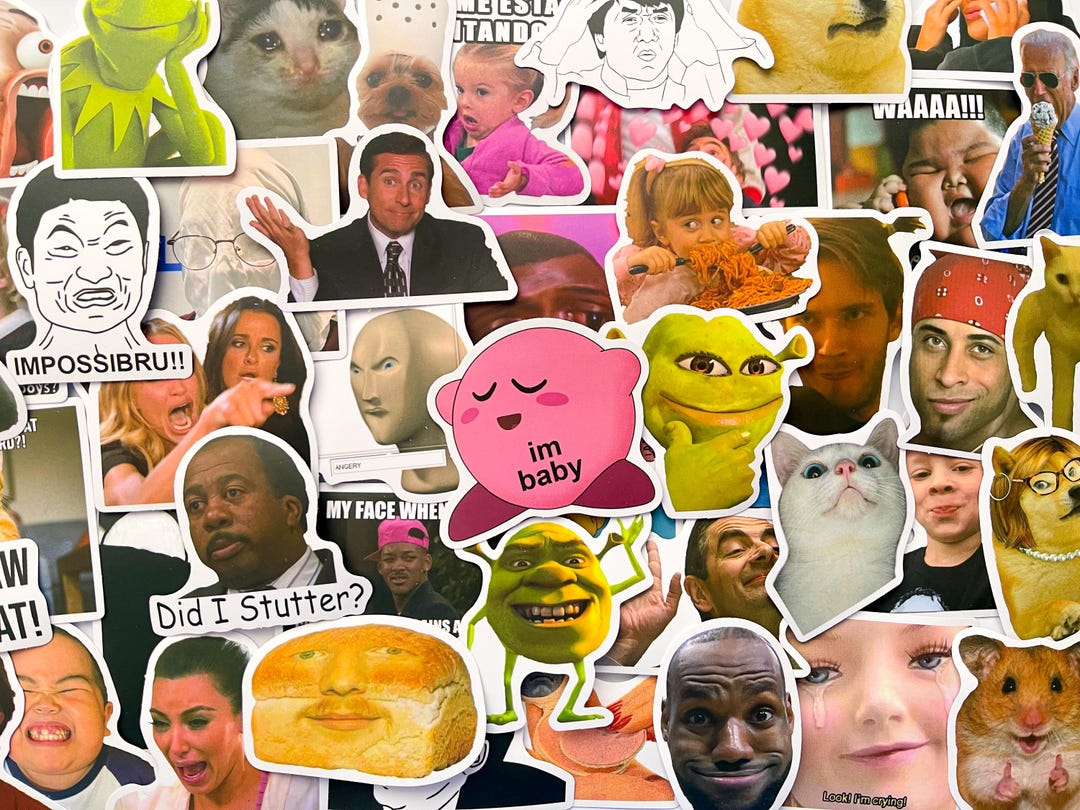 Pack of 50 Meme Stickers, Memes Sticker Pack, Waterproof Sticker Bundle ...