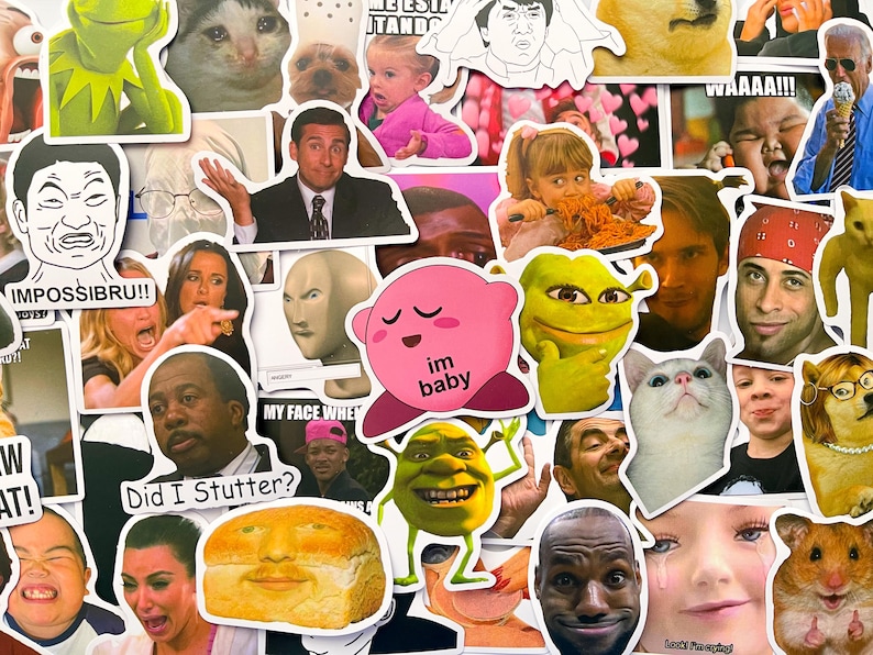 Pack of 50 Meme Stickers, Memes Sticker Pack, Waterproof Sticker Bundle ...