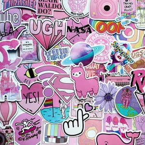 Pack of 53 VSCO Pink Stickers, Pink Sticker Pack, Waterproof Sticker ...