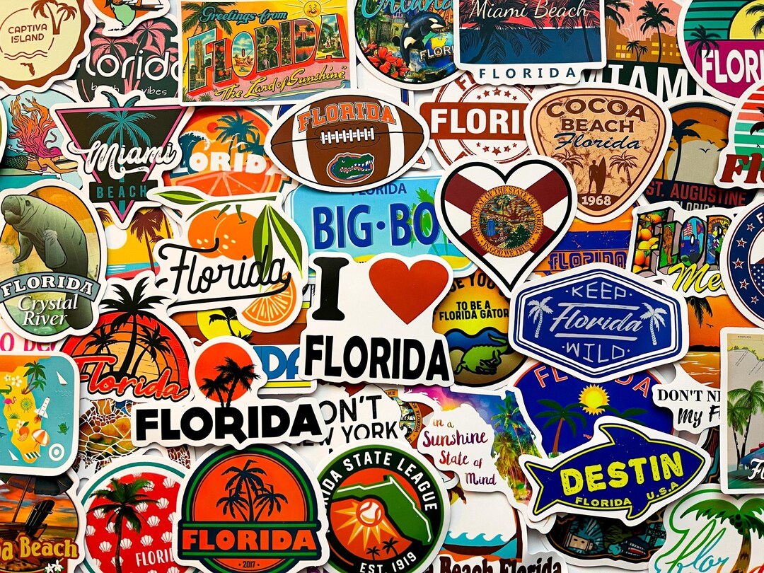 Pack of 50 Florida Stickers, American States Sticker Pack, USA Stickers ...