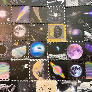 Pack of 50 Stamp Space Stickers, Planet Sticker Pack, Waterproof ...
