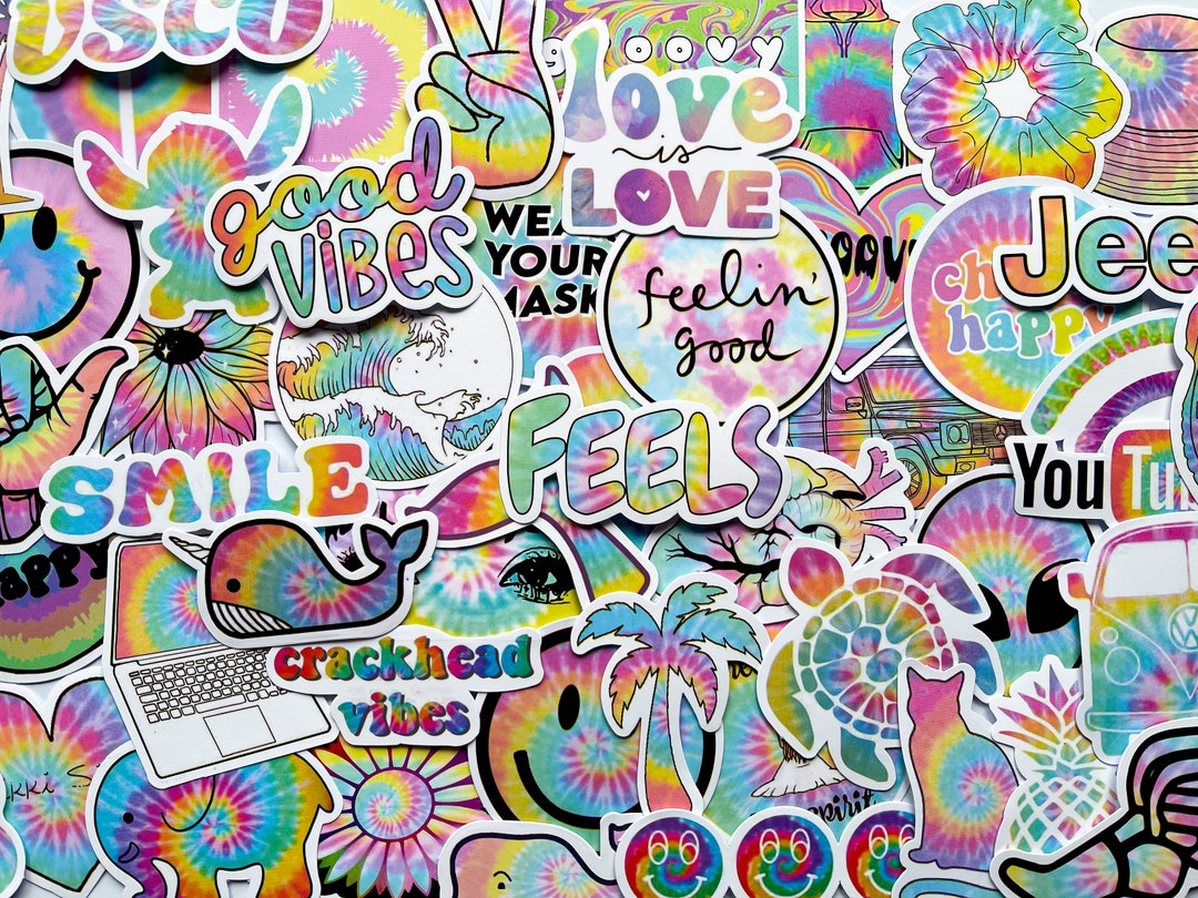 Pack of 50 VSCO Tie Dye Stickers, Tie Dye Sticker Pack, Waterproof ...