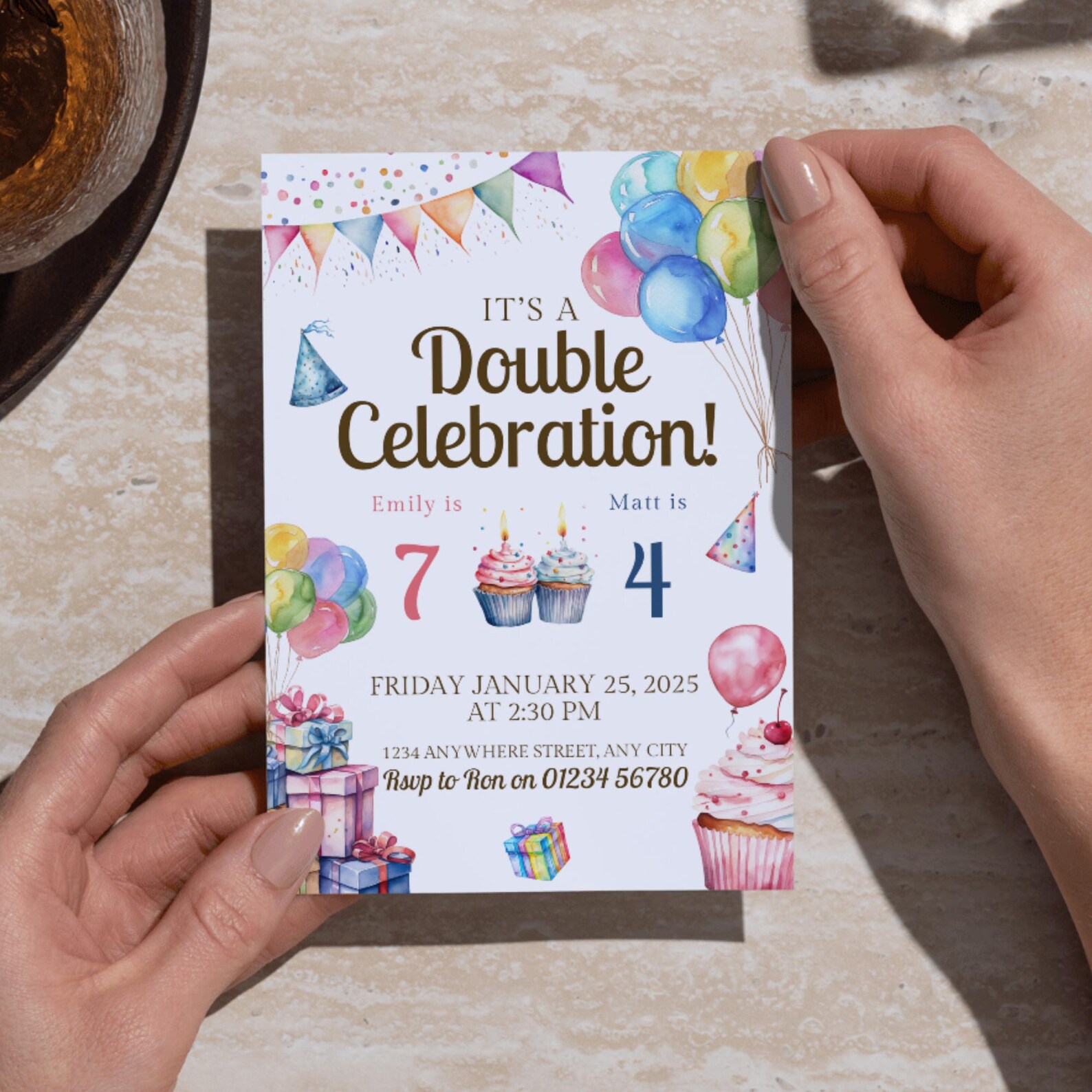 Joint Birthday Invitation, Sibling Birthday Party Invite, Double ...
