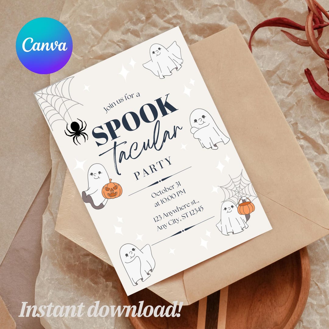 Editable Halloween Party Invitation, Halloween Ghost Invitation ...