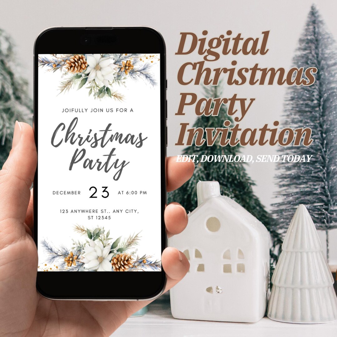 Editable Christmas Party Invitation Template, Xmas Party Invite ...