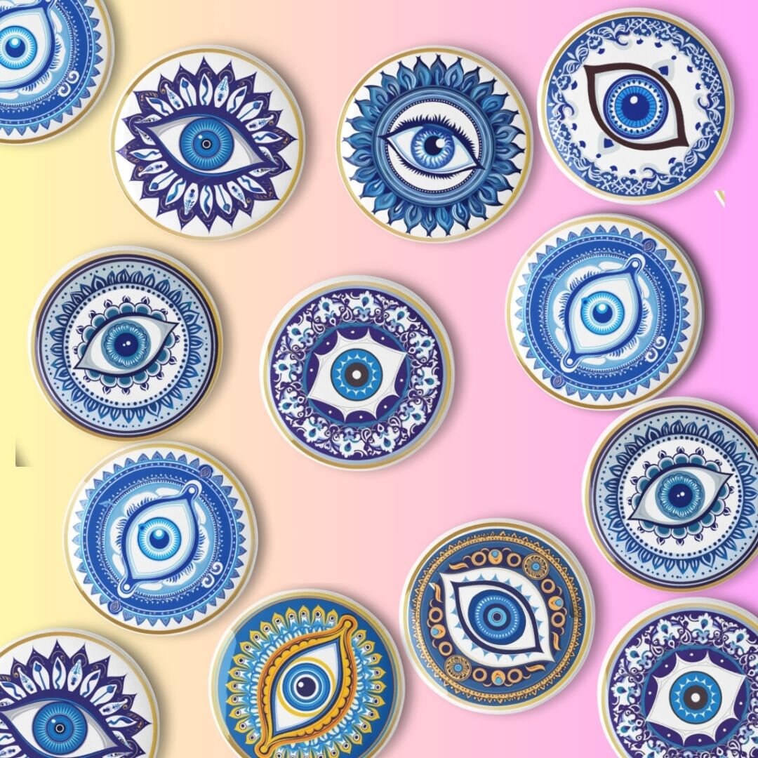 Turkish Evil Eye Symbol for Good Luck, Set of 5pcs, Evil Eye Button ...