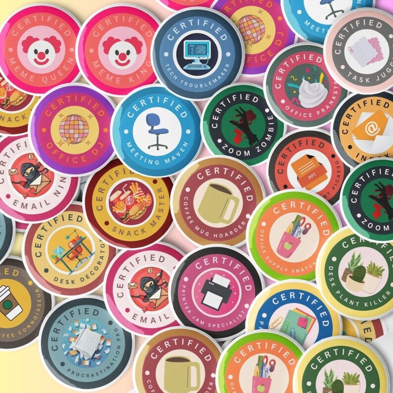 Work-related Funny Pins, Button Pins Set of 5pcs, Customised Pins, Work ...