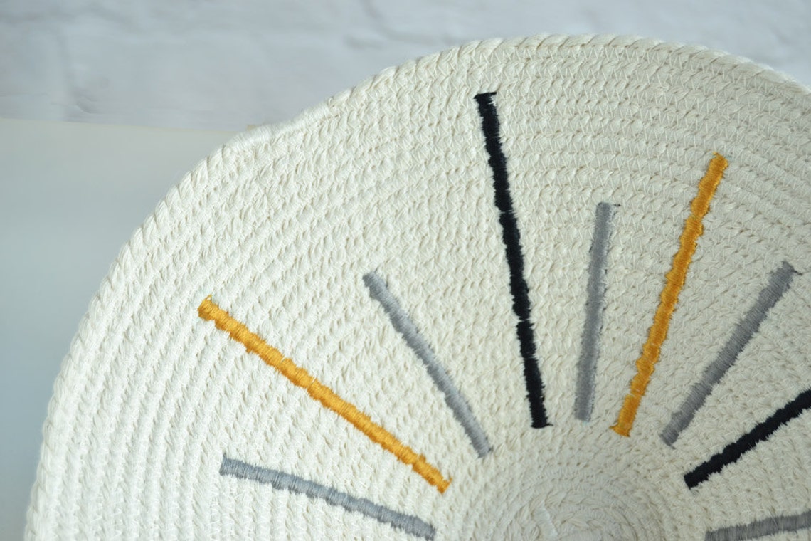 Decorative Rope Bowl With Embroidery Design in Black Mustard - Etsy