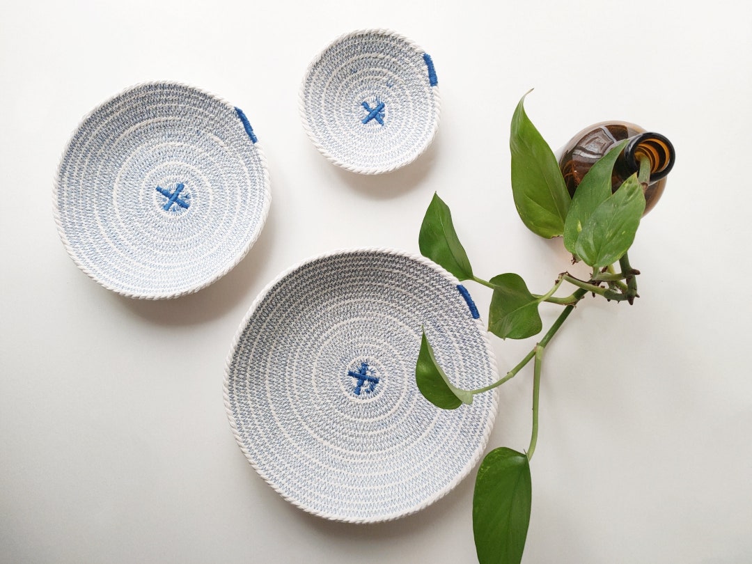 Cotton Rope Bowl Set (3 Pcs) - Mediterranean-style Decorative Bowls for ...