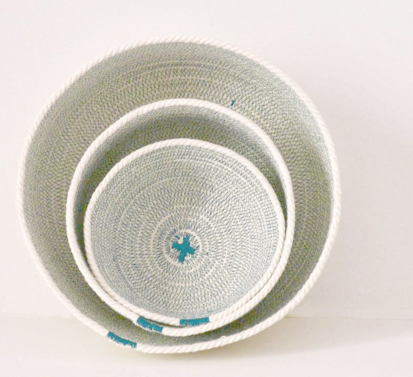 Cotton Bowls, Coil Rope Baskets, Rope Bowls, Scandinavian Decor ...