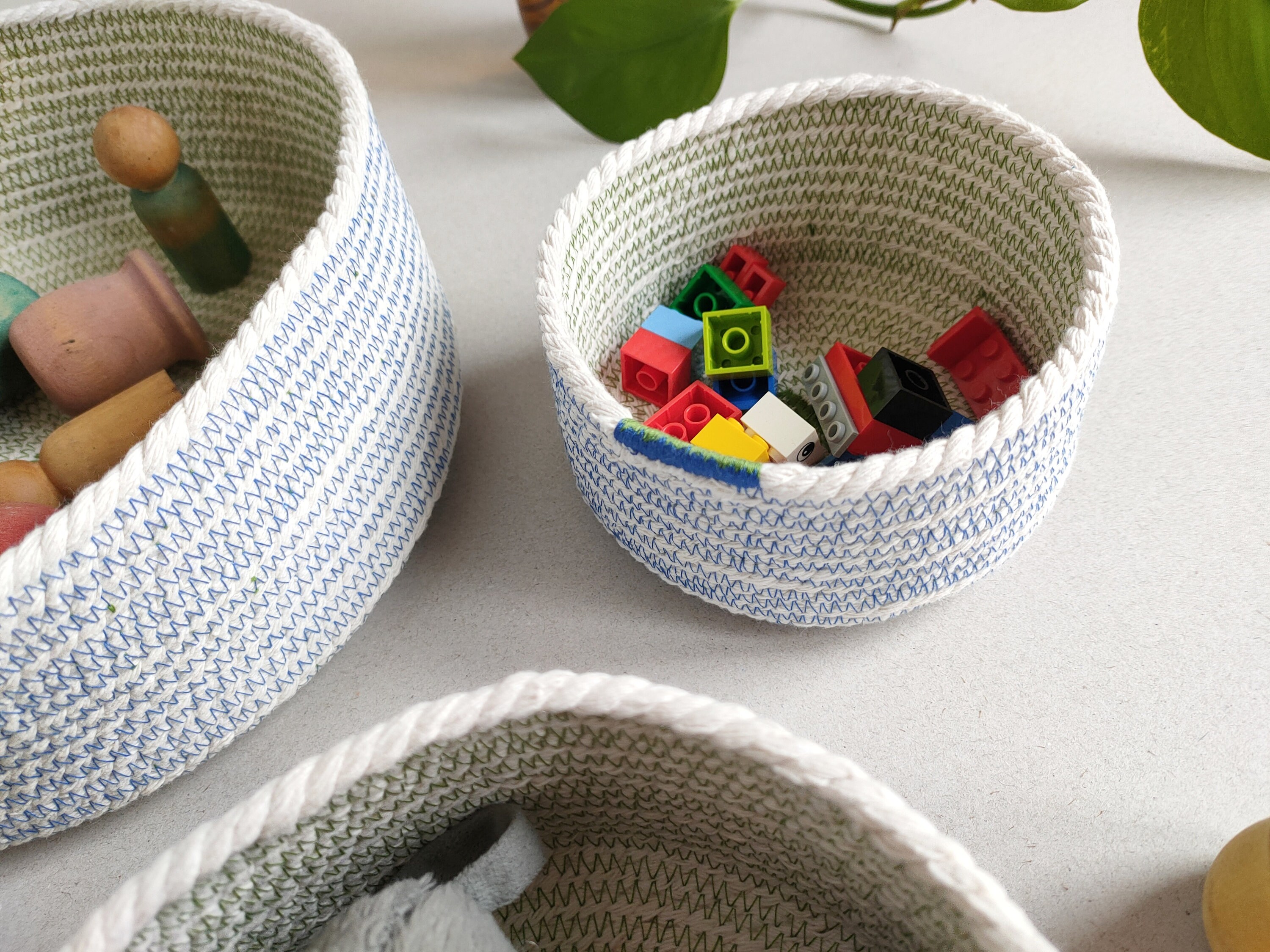 Nesting Set of Cotton Rope Baskets Short for a Mediterranean Decor. A Set of Nesting Baskets for ...