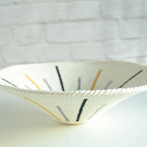 Decorative Rope Bowl With Embroidery Design in Black Mustard - Etsy