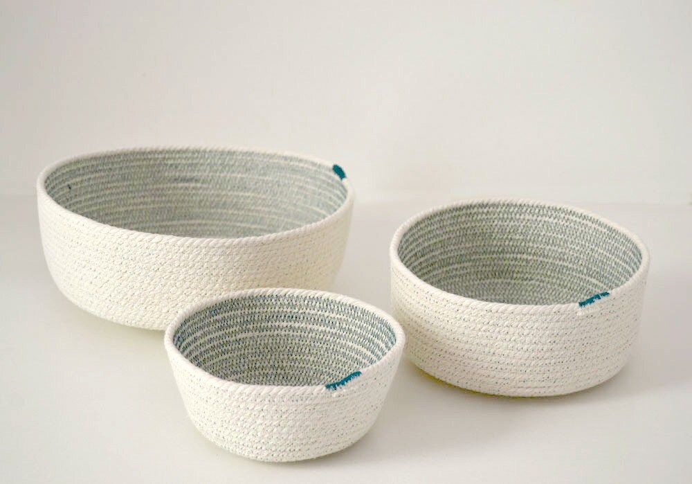 Cotton Bowls, Coil Rope Baskets, Rope Bowls, Scandinavian Decor ...