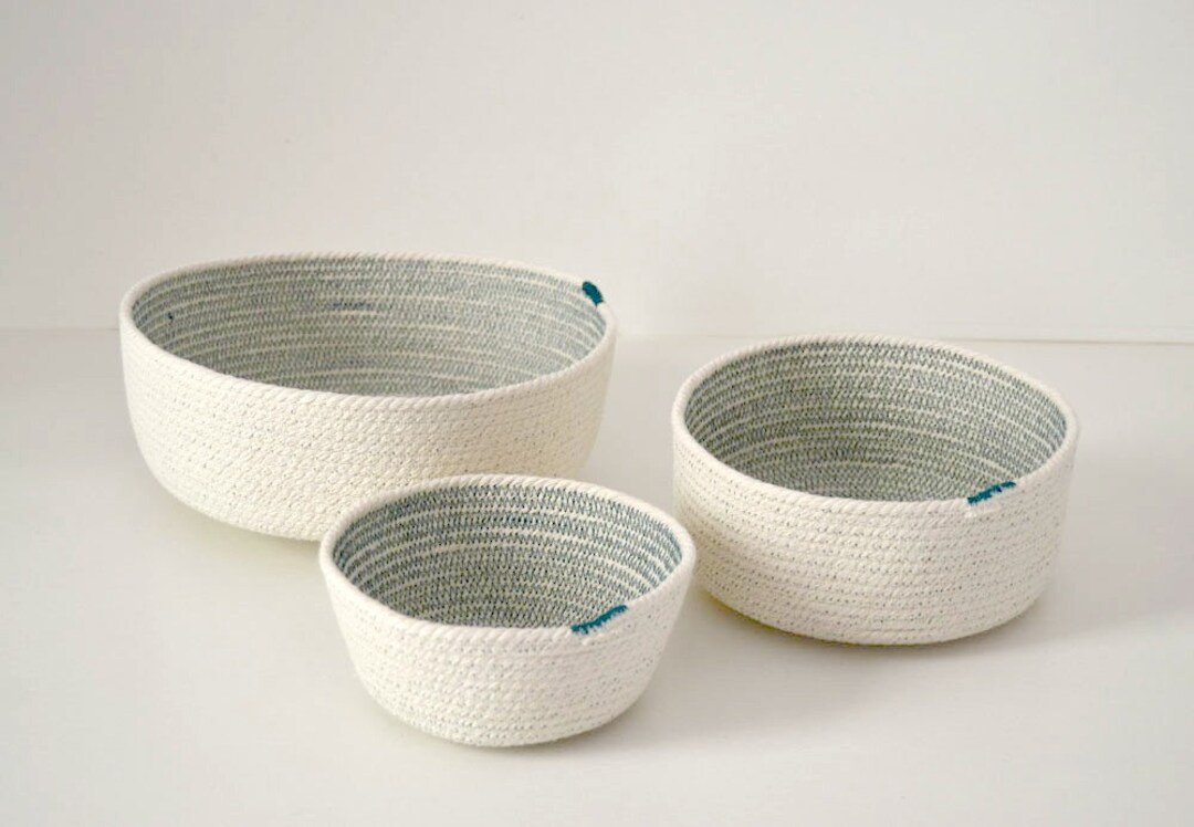 Cotton Bowls, Coil Rope Baskets, Rope Bowls, Scandinavian Decor ...