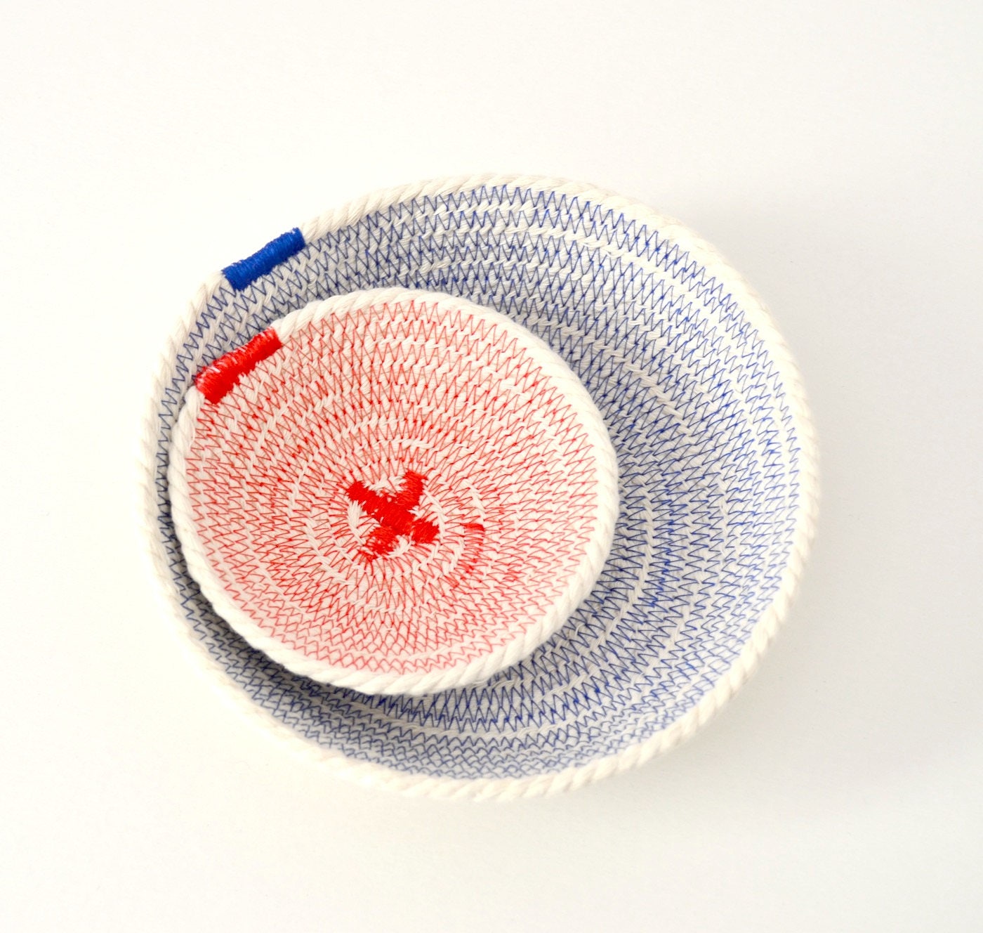 Cotton Woven Rope Key Bowl in Olive Green and Rust a Modern - Etsy