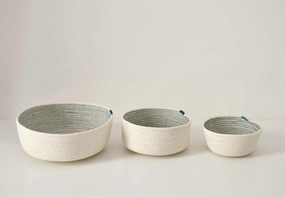 Cotton Bowls, Coil Rope Baskets, Rope Bowls, Scandinavian Decor ...