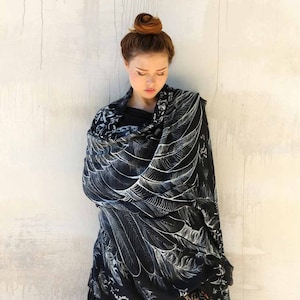 Black Angel Wings Shawl, Feather Crow Cloak, Summer Style, Burning Man ...