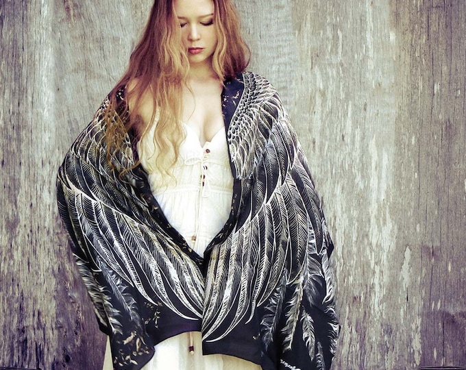 Black Wings Scarf, Gothic Scarf, Game of Thrones, Feather Scarf Wrap ...