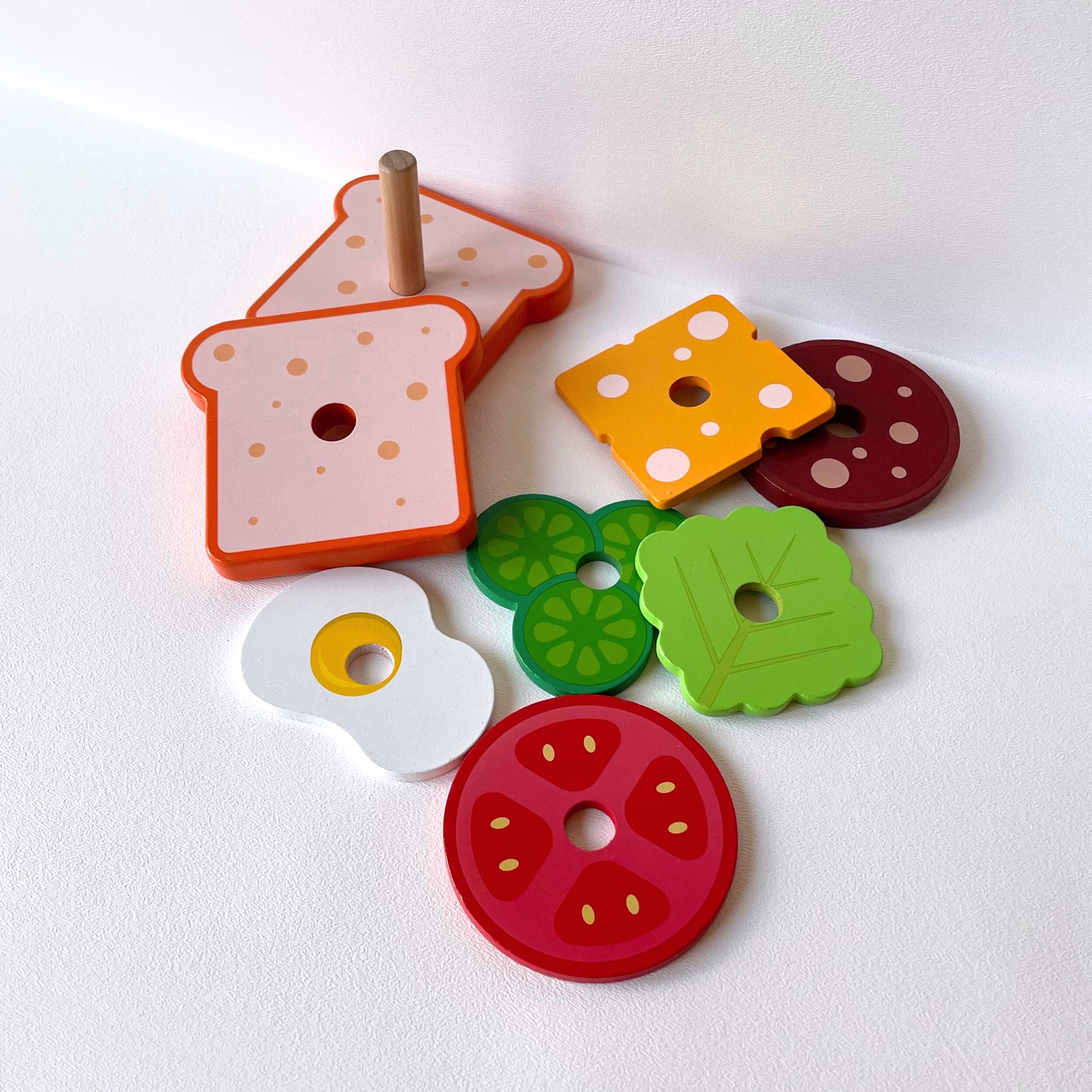Wooden Sandwich Toy Stacking Game Learning Activity Montessori Set ...
