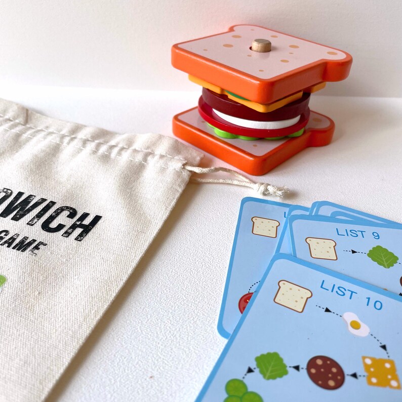 Wooden Sandwich Toy Stacking Game Learning Activity Montessori Set ...