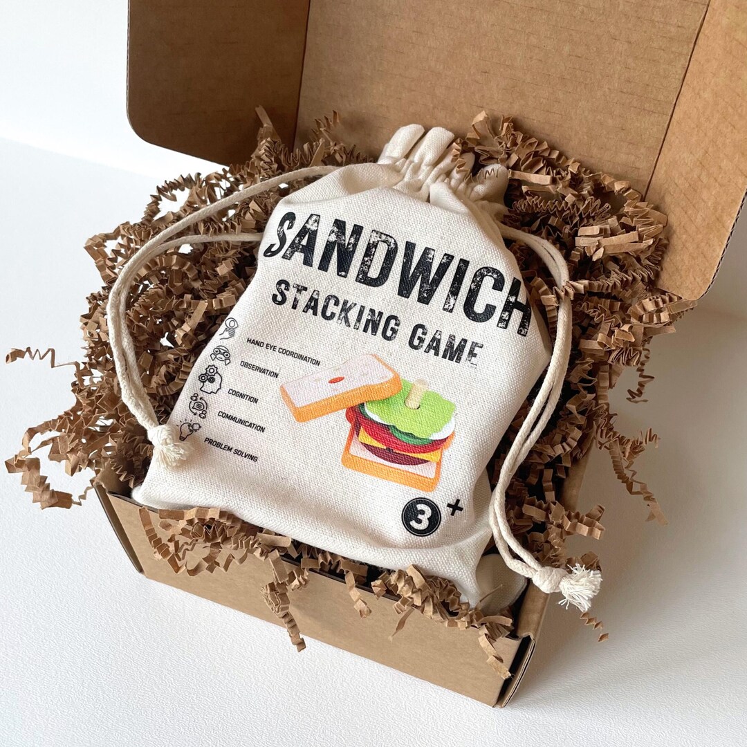 Wooden Sandwich Game for Toddler Fine Motor Skill Development Learning ...