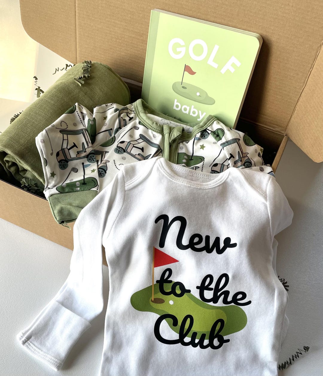 Golf Baby Gift Set With Bodysuit Sleep Set Baby Blanket Baby Book Golf ...