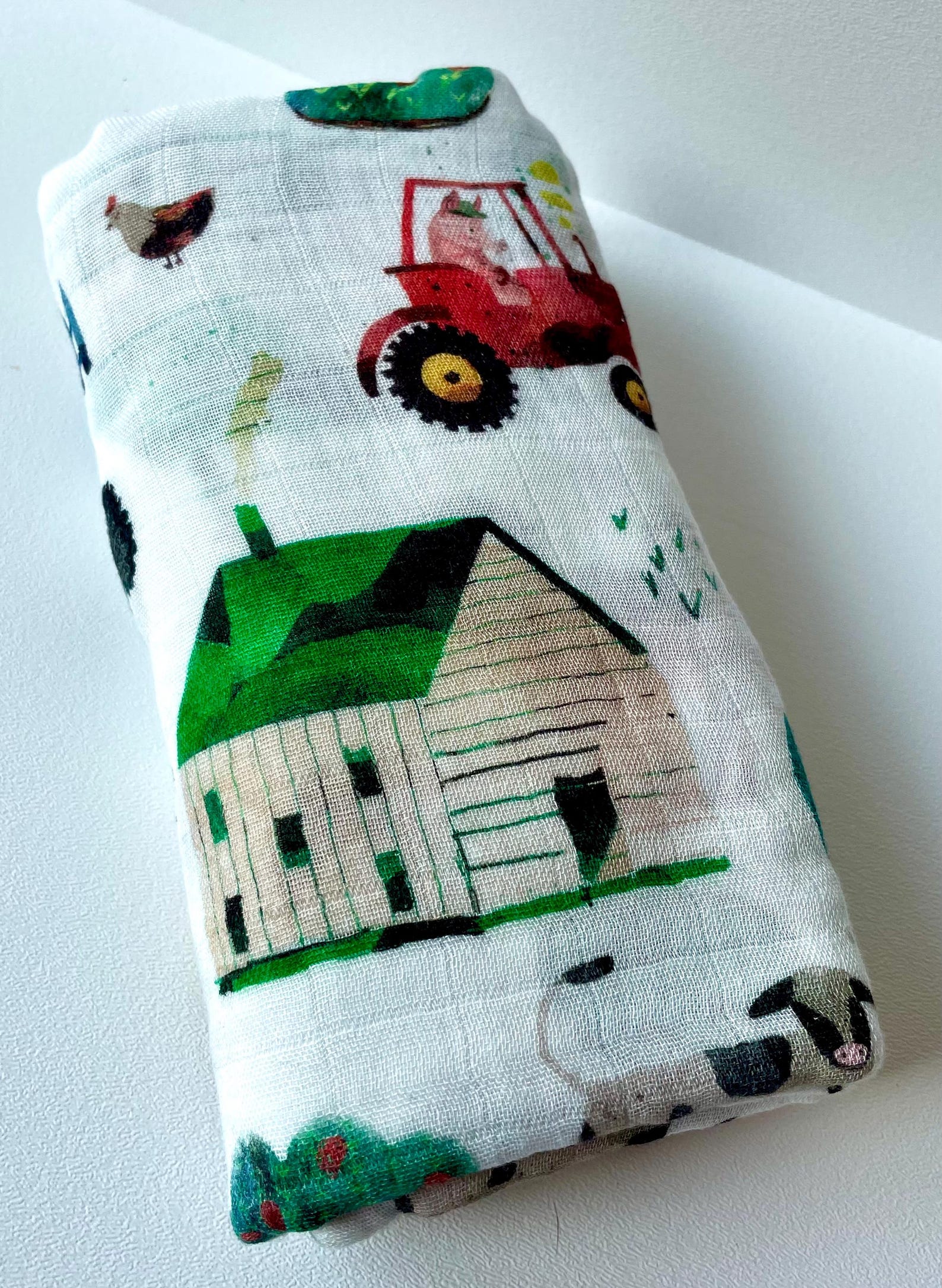 Farm Animal Friends Swaddle Baby Gift for Shower With Red Barn Tractor ...