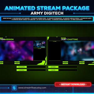 Army Digitech – Tactical Animated Stream Overlay Pack | Twitch, OBS ...