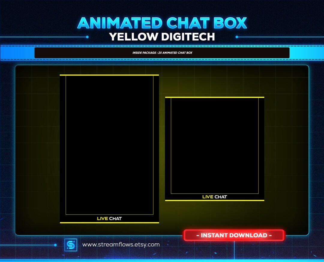 Yellow Digitech Animated Stream Overlay Chat Box for Twitch,kick ...