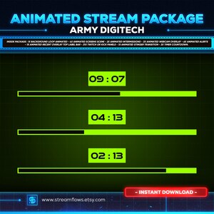 Army Digitech – Tactical Animated Stream Overlay Pack | Twitch, OBS, Kick, Vtuber Military Theme ...