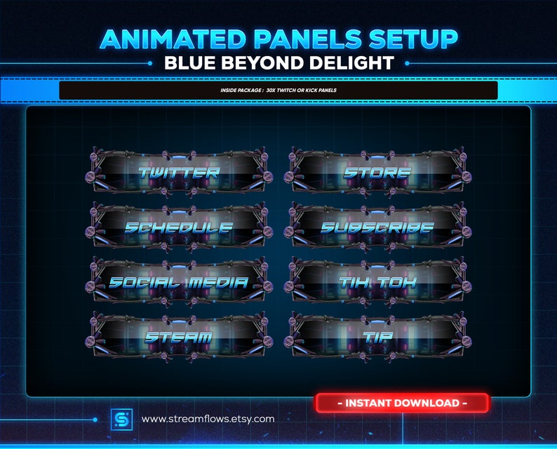 31x Blue Beyond Delight Stream Panels Button for Twitch & Kick ...