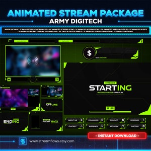 Army Digitech – Tactical Animated Stream Overlay Pack | Twitch, OBS ...