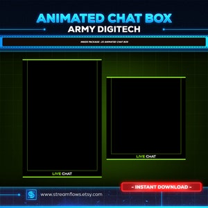 2x Army Digitech Animated Stream Overlay Chat Box for Twitch,kick,youtube | Complete Stream ...
