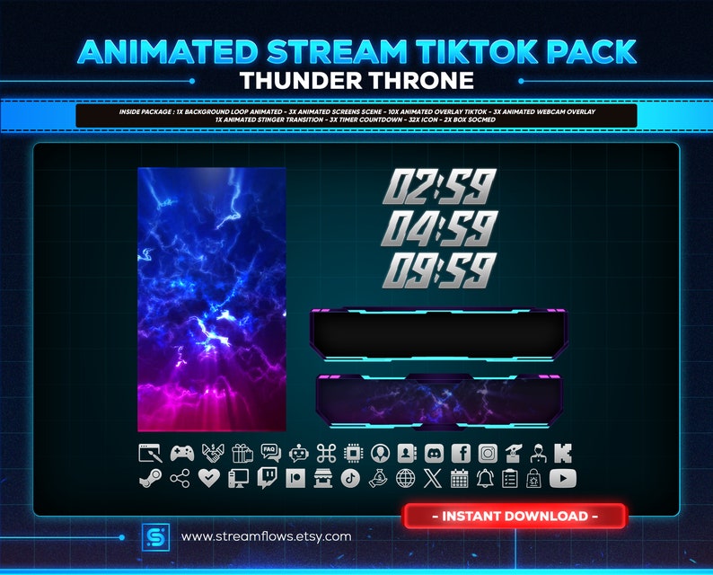 Thunder Throne Animated Tiktok Live Streaming Overlays Package ...