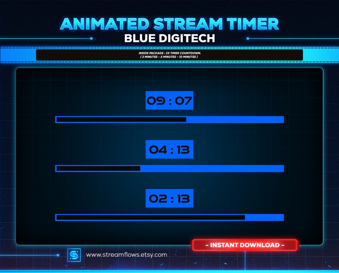 Blue Digitech Animated Stream Timer: Cyberpunk Countdown (webm) - Etsy