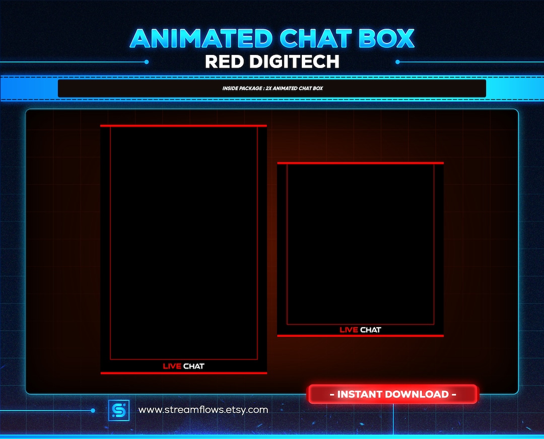 2x Red Digitech Animated Stream Overlay Chat Box for Twitch,kick ...