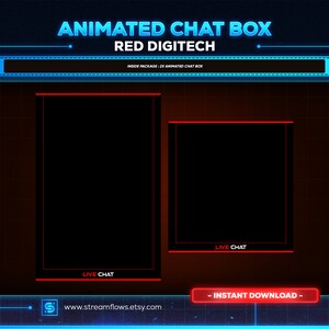 2x Red Digitech Animated Stream Overlay Chat Box for Twitch,kick ...