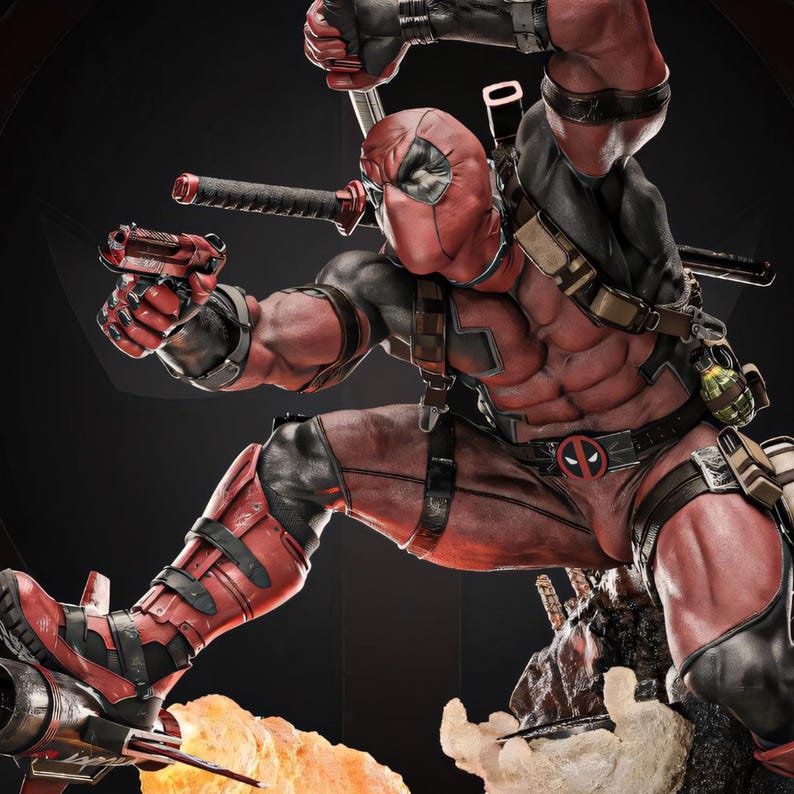 Deadpool Fanart STL Statue | 1/5 Scale | 3D STL Print File Model ...