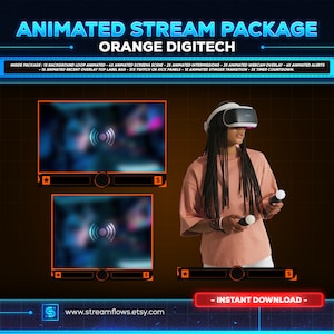 Orange Digitech Animated Stream Overlay Package: Neon Cyberpunk - Etsy