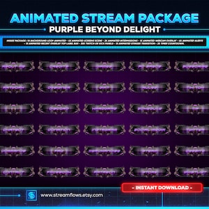 Purple Beyond Delight Animated Stream Overlay Pack for Twitch,kick ...