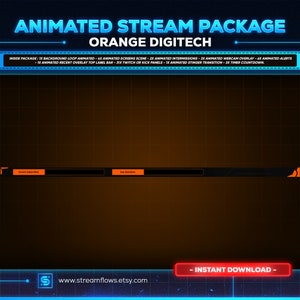 Orange Digitech Animated Stream Overlay Package: Neon Cyberpunk - Etsy