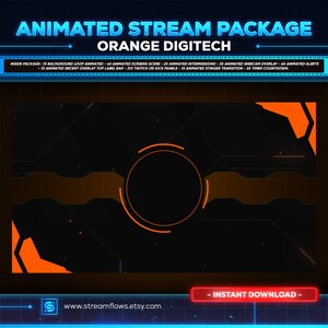 Orange Digitech Animated Stream Overlay Package: Neon Cyberpunk - Etsy