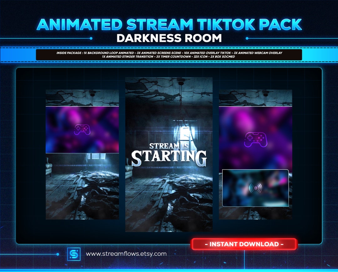 Darkness Room Animated Stream Package | Gothic Horror Tiktok Overlays ...