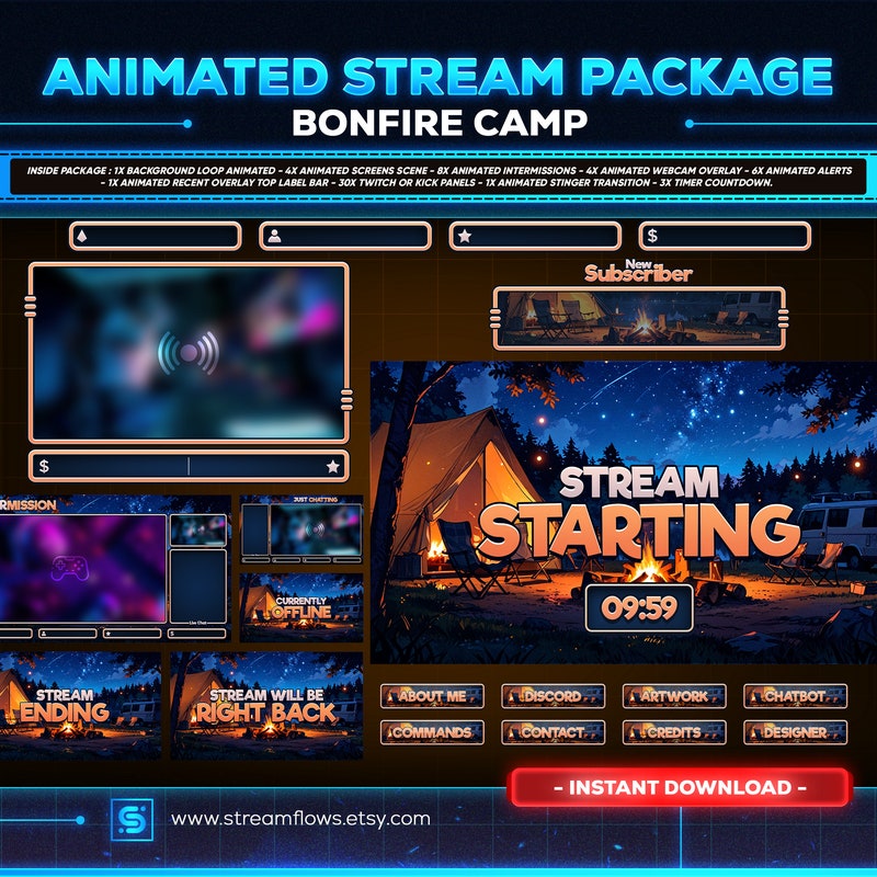 Campfire Twitch Overlays - Etsy