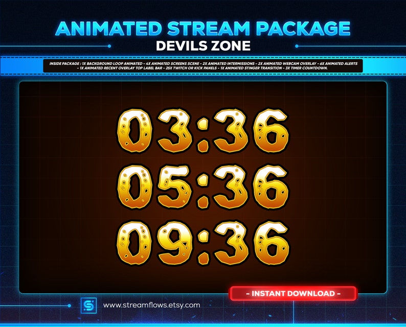 Demonic Fantasy Animated Stream Overlay Package, Devils Zone (digital ...